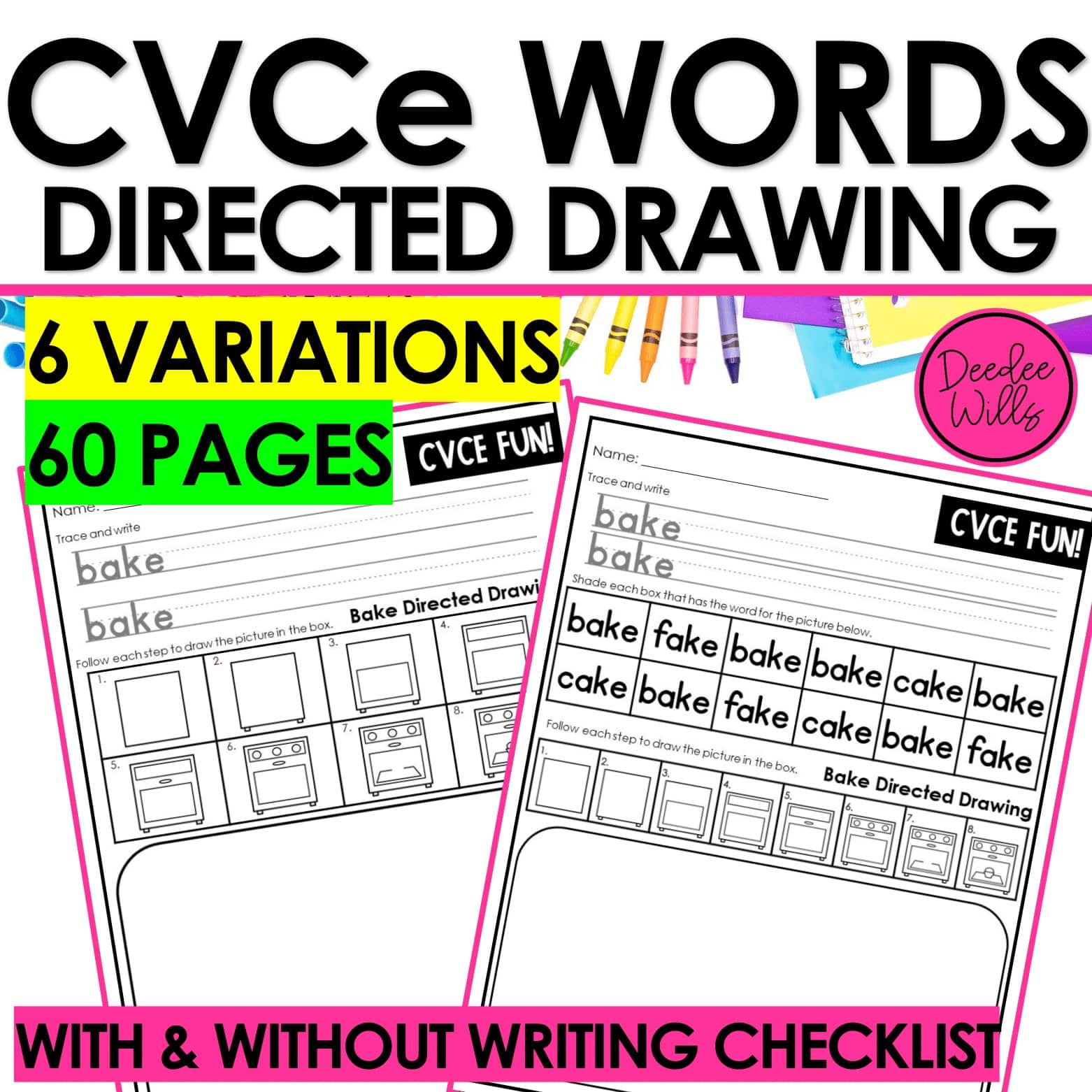CVCe Practice Words Directed Drawing & Phonics Homework Activities ELA ...