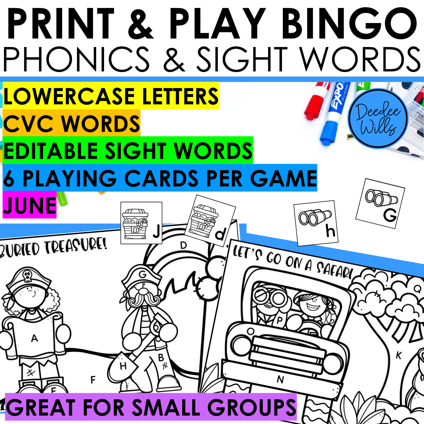 Camping Bingo & More Summer Bingo Games Letter ID CVC Words Editable ...