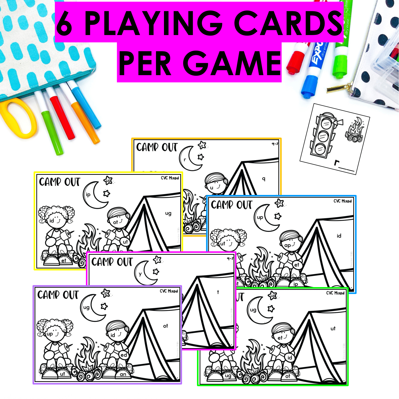 Camping Bingo & More Summer Bingo Games Letter ID CVC Words Editable ...